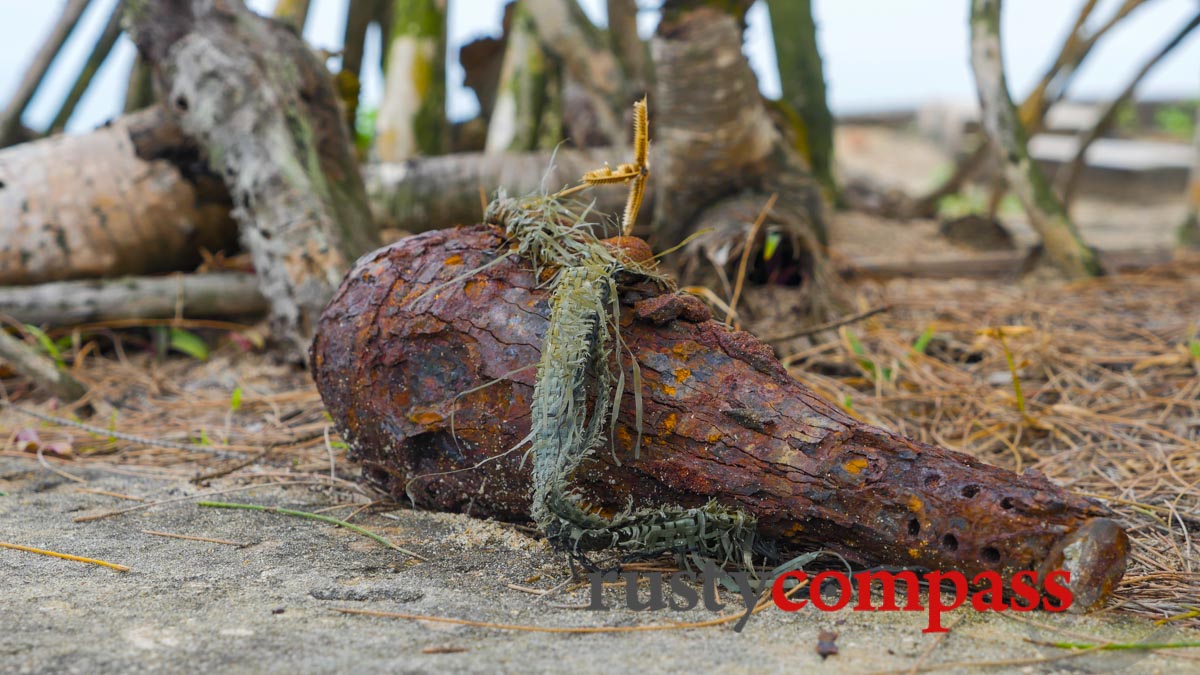 An unexploded shell on An Bang Beach, Hoi An - Rusty Compass travel blog